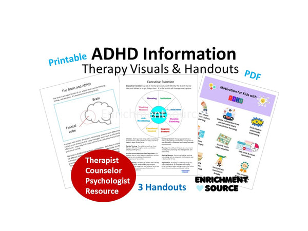 ADHD Therapy Handouts, Visual Guidance Sheets, Educational Tools ...