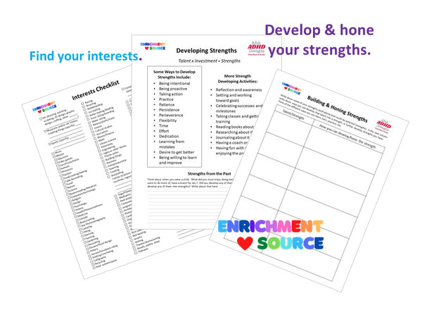 ADHD Adult Strength Finder Checklists and Worksheets Printable Packet ...