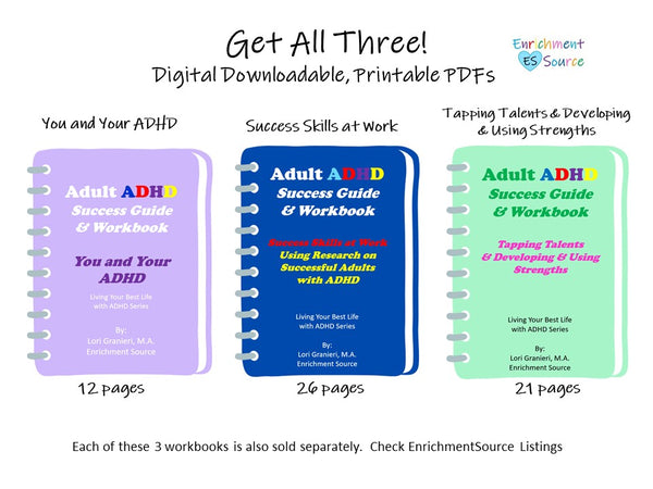 ADHD Adult Success Guide Trio Bundle - Complete Packet of 3 Workbooks ...