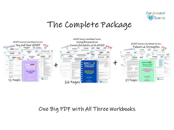 ADHD Adult Success Guide Trio Bundle - Complete Packet of 3 Workbooks ...