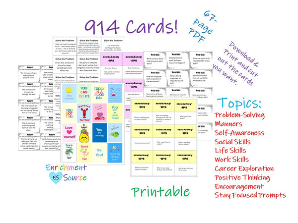 Counseling and Social Skills Flash Cards Mega Bundle - 914 cards - Pri ...