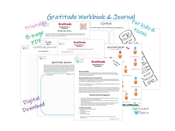 Gratitude Workbook and Journal for Kids and Teens - Enrichment Source