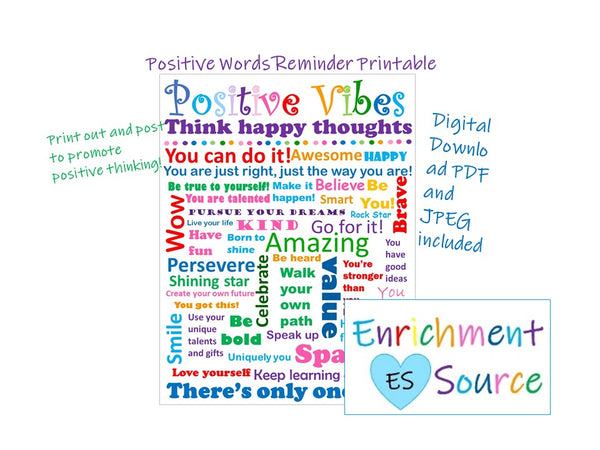 Positive Vibes Colorful Words Sign, Wall Art - FREE Digital Download ...