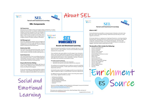 Social and Emotional Learning (SEL) Worksheet Bundle - Enrichment Source