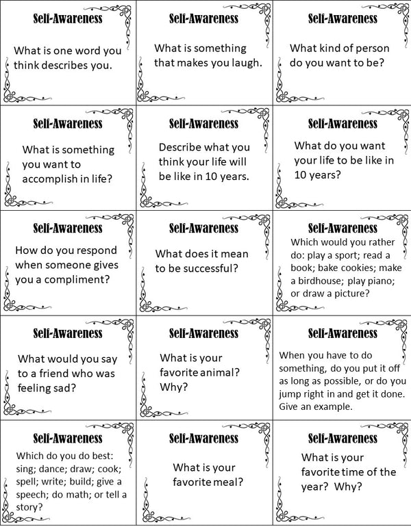 Self-Awareness Digital Download, Printable Flash Cards - Enrichment Source