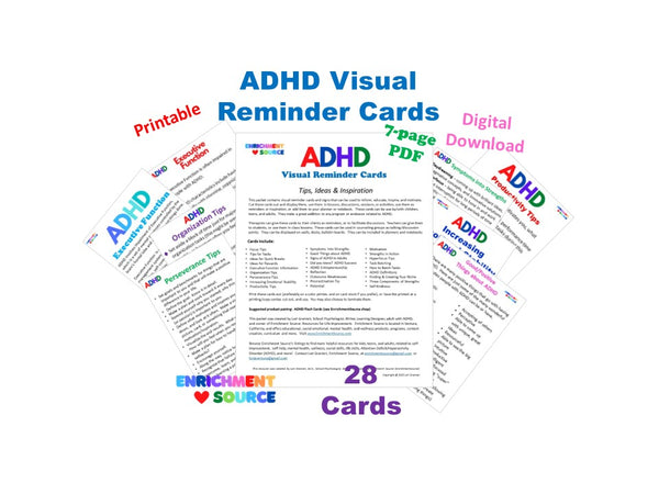 ADHD Visual Reminder Cards for Display and Therapy - Enrichment Source