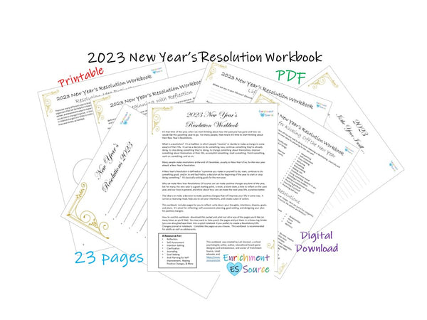 2023 New Year's Resolution Printable Workbook - Enrichment Source