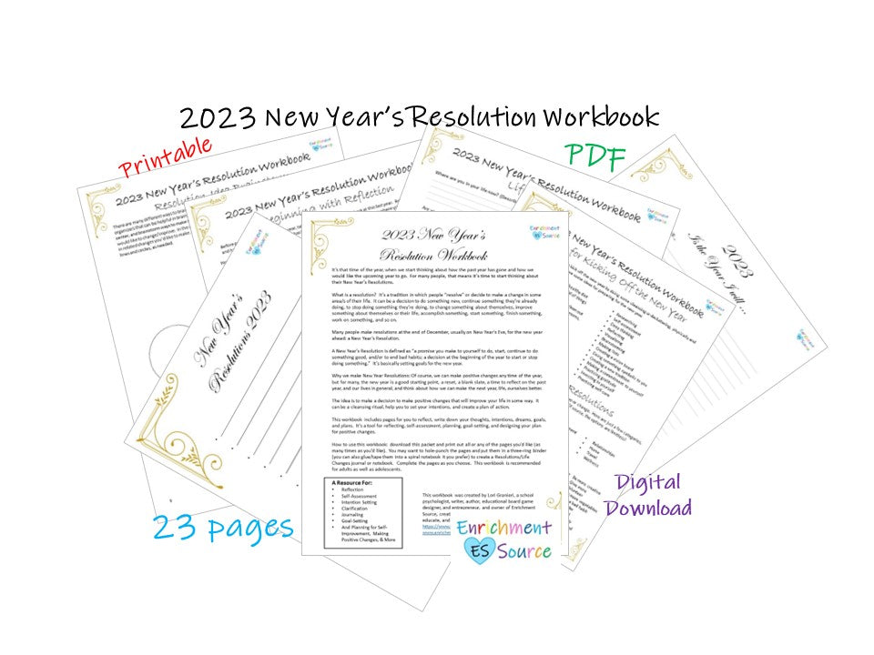2023 New Year's Resolution Printable Workbook - Enrichment Source