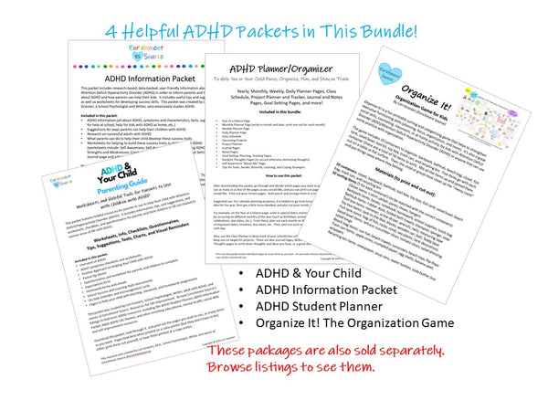 ADHD Parent Mega Bundle: 4 in 1 Packet for Helping Your Child with ADH ...