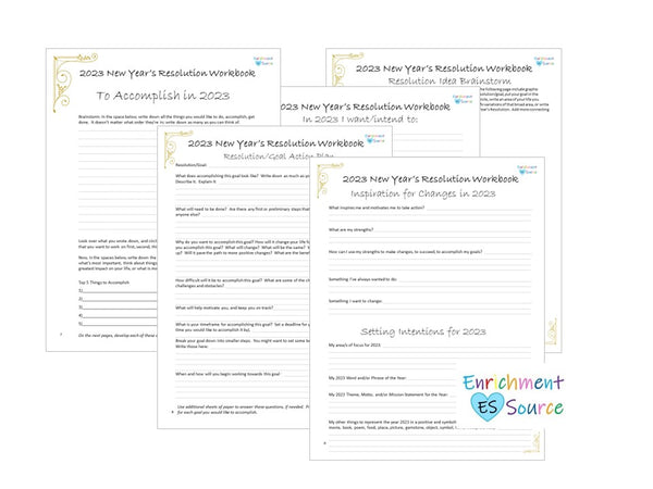 2023 New Year's Resolution Printable Workbook - Enrichment Source